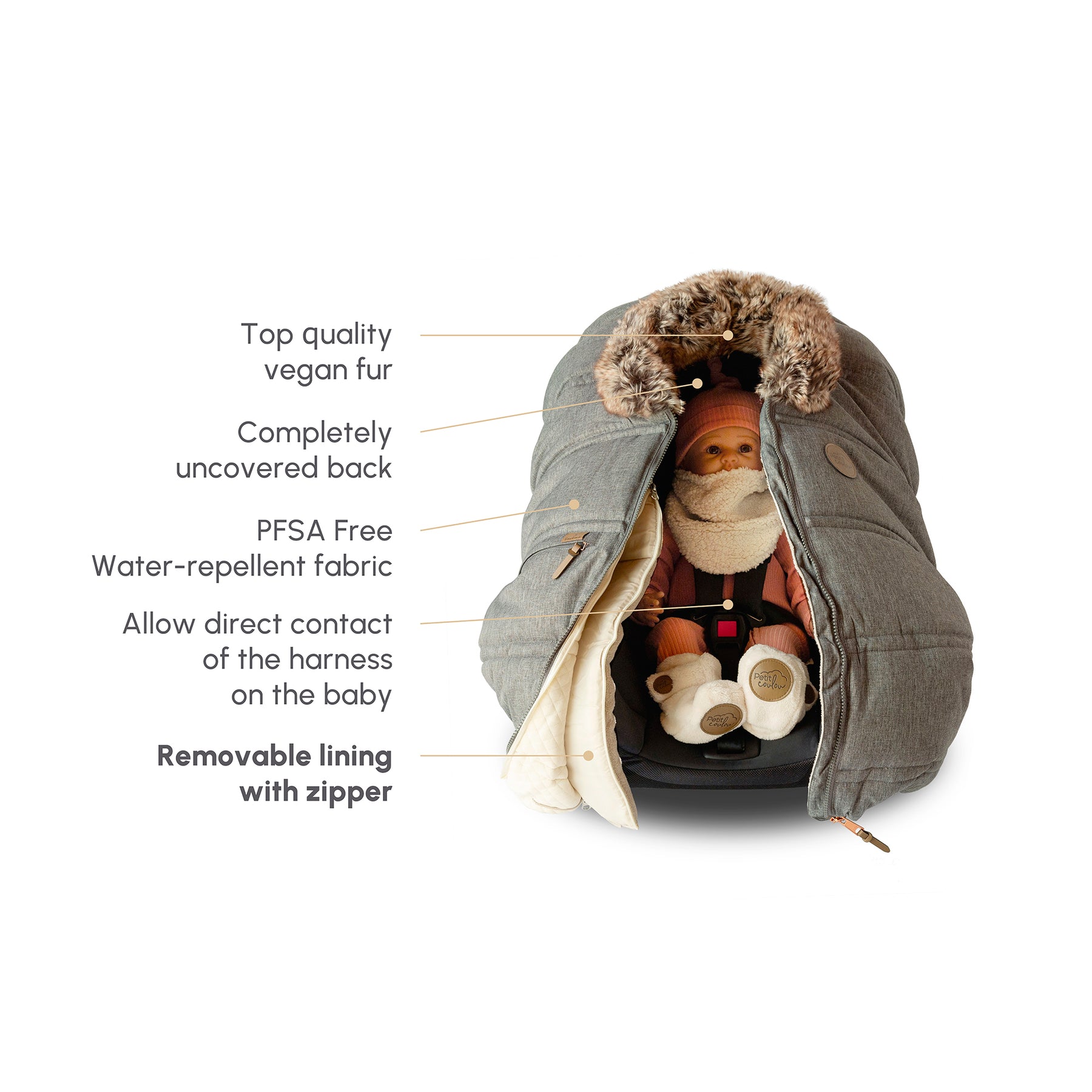 Mid-season car seat cover for baby - Petit Coulou